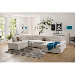 Home Affaire Wohnlandschaft &raquo;Avesa U-Form&laquo; Wahlweise mit Armteilverstellung und Bettfunktion, B/T/H: 355/216/80cm beige 95% Polyester, 5% Polyacryl