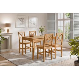Home Affaire Essgruppe &raquo;Malm&ouml;&laquo; Set, 5 Stk. tlg. bestehend aus Tisch und St&uuml;hlen in Kiefer Massivholz naturfarbig beige FSC -zertifiziertes Massivholz
