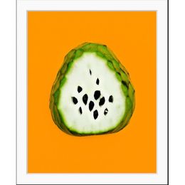 queence Bild &raquo;Stefano&laquo; Essen Figuren Kunst Lebensmittel Obst Obst Bilder 1 Stk. tlg. HD Premium Poster-Druck inkl. Holzrahmen gelb Acrylglas, Holz, 