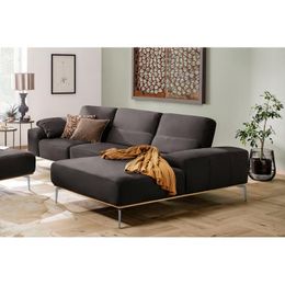 W.Schillig Ecksofa &raquo;run, Designsofa mit tollem Sitzkomfort, bequem, L-Form&laquo; mit elegantem Holzsockel, F&uuml;&szlig;e in Chrom gl&auml;nzend, Breite 319 cm braun 