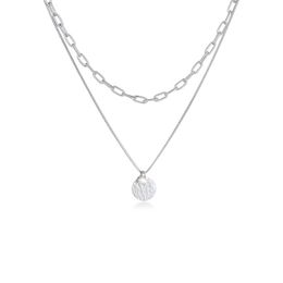 Elli Premium Damen Gliederkette &raquo;Layer Pl&auml;ttchen Layer Figaro 2-lagig 925 Silber&laquo; silber
