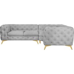 Home Affaire Chesterfield-Sofa &raquo;Ecksofa GLYNIS L-Form mit Wellenunterfederung, Ma&szlig;e B/T/H 264/204/75cm&laquo; aufw&auml;ndige Knopfheftung, moderne Chesterfield 