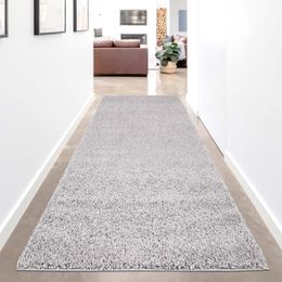 Carpet City Hochflor-Teppich &raquo;Shaggi uni 500&laquo; rechteckig 30 mm H&ouml;he L&auml;ufer, Shaggy, Uni, Langflor, weich, Wohnzimmer, Schlafzimmer, Kinder grau Kunstfaser