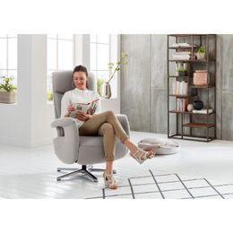 Die PlanBar Relaxsessel &raquo;MP-RS18073&laquo; 360&deg; drehbar, inkl. man. Kopfpolsterverstellung u. Relax-Funktion silber 100% Polyester