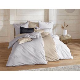OTTO home Bettw&auml;sche &raquo;Mila in 135x200, 155x220 oder 200x200 cm&laquo; 2 Stk. tlg. Mako-Satin, Bettw&auml;sche aus Baumwolle, unifarbene Bettw&auml;sche grau Mako-