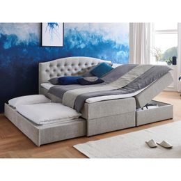 ATLANTIC HOME COLLECTION Boxspringbett &raquo;Lotte&laquo; mit Topper, Bettkasten und G&auml;stebett grau Bezug: Strukturstoff (100% Polyester; 100% Acryl);Bezug 