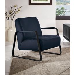 W.Schillig Cocktailsessel &raquo;quadroo Loungesessel,&laquo; mit bezogenen Armlehnen, Gestell in Schwarz pulverbeschichtet blau Velourgewebe V41 (100% Polyester)