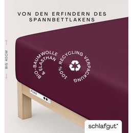 Schlafgut Spannbettlaken &raquo;PURE BOXSPRING in Gr. 90x200, 140x200 oder 180x200, f&uuml;r Boxspringbett&laquo; aus Bio-Baumwolle, f&uuml;r Matratzen bis 40 cm H&ouml;he, Bettlaken lila