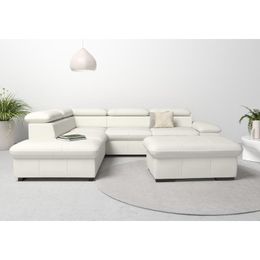 Home Affaire Ecksofa &raquo;Alberto L-Form&laquo; mit Kopfteilverstellung, wahlweise mit Bettfunktion wei&szlig; Luxus-Microfaser Lederoptik (100% Polyester);Luxus-