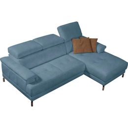 Egoitaliano Ecksofa &raquo;Soul, Design und Sitzkomfort auf hohem Niveau, tolle Details, L-Form&laquo; mit Recamiere, inkl. Kopfteilverstellung blau Luxus-Micofaser 