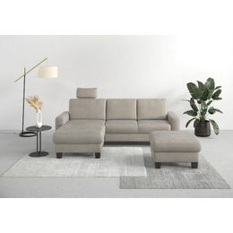Home Affaire Ecksofa &raquo;Summer L-Form&laquo; mit Recamiere, mit oder ohne Bettfunktion und Bettkasten, Cord-Bezug grau 95% Polyester, 5% Polyamid
