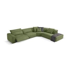 Egoitaliano Ecksofa &raquo;Beverly, extravangantes Designsofa mit erstklassigem Sitzkomfort&laquo; wahlweise mit elektrischer Relaxfunktion, Kopfteilverstellung gr&uuml;n
