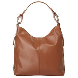 Samantha Look Damen Henkeltasche echt Leder, Made in Italy braun