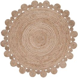 Paco Home Teppich &raquo;Viborg 592&laquo; rund 13 mm H&ouml;he handgefertigter Natur-Teppich, Jute, Boho, Ethno beige Jute