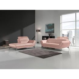 Egoitaliano Polstergarnitur &raquo;Sueli&laquo; Set, bestehend aus Sofa und Recamiere, Kopfteilverstellung, Bezug Leder rosa Leder CAREZZA (echtes Rindsleder) ist ein 