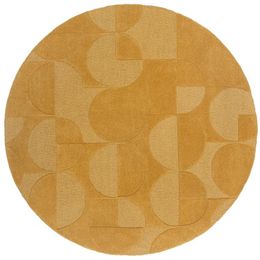 FLAIR RUGS Wollteppich &raquo;Gigi&laquo; 8 mm H&ouml;he aus 100% Wolle, geometrisches Design, fu&szlig;bodenheizungsgeeignet gelb Wolle