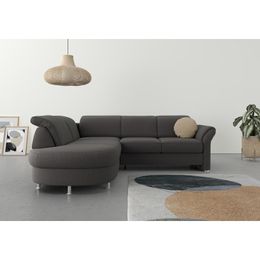 Sit & More sit&more Ecksofa &raquo;Apulia L-Form&laquo; wahlweise Bettfunktion, Bettkasten und Kopf- und Armteilverstellung grau Webstoff (100% Polyester);Struktur weich (90