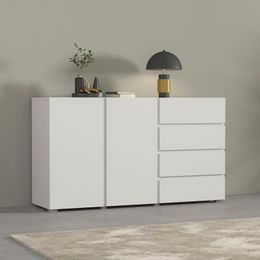 OTTO home Sideboard &raquo;Metric,Breite 138 cm, grifflose Kommode 2 T&uuml;ren/4 Schubk&auml;sten&laquo; Schubladenschrank mit viel Stauraum, Einlegeb&ouml;den verstellbar wei&szlig;
