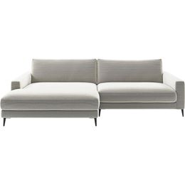 Home Affaire Ecksofa &raquo;Downtown, B/T/H: 272/190/84 cm L-Form&laquo; weicher Sitzkomfort auch in Cord und Boucl&eacute;, incl. Zierkissen silber 100% Polyester