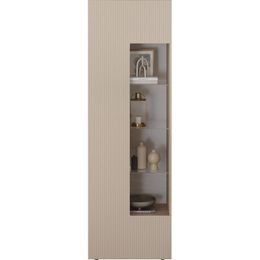 Home Affaire Vitrine &raquo;RIO, H&ouml;he 187 cm, Hochschrank mit 1 T&uuml;r, Anrichte, Standvitrine&laquo; Vitrinenschrank, geriffelte MDF-Front, modern, elegant, 