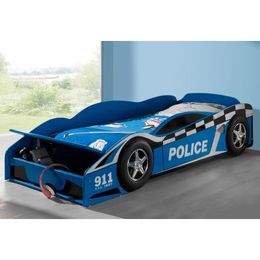 Vipack Autobett &raquo;Police, inkl. Stauraum vorne, mit Lattenrost, MDF lackiert&laquo; B/H/T ca. 175x48x78cm, seitliche R&auml;der sind geststehend, ein Highlight im 
