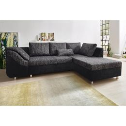 Collection AB Ecksofa &raquo;Sally L-Form&laquo; mit und ohne Bettfunktion, inklusive loser R&uuml;cken- und Zierkissen schwarz-wei&szlig; Microfaser PRIMABELLE (100% 