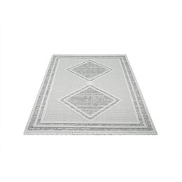 Carpet City Teppich &raquo;LINDO 8853&laquo; rechteckig 11 mm H&ouml;he Kurzflor, Hochtief-Muster/ 3D-Effekt, Fransen, Boho-Stil, Wohnzimmer grau Obermaterial: 100% Polyester