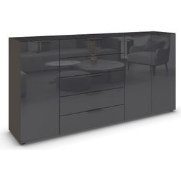 Rauch Kombikommode &raquo;Kommode T&uuml;rkommode Sideboard Kombikommode FLIPP mit Glasfront&laquo; Breite 200 cm mit 4 Einlegeb&ouml;den, 3-t&uuml;rig, 5 Schubladen, Soft-Close