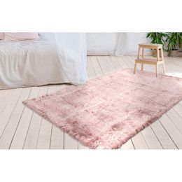 Calo-deluxe Hochflor-Teppich &raquo;Emica-1000&laquo; rechteckig 52 mm H&ouml;he Kunstfell, Wohnzimmer rosa Kunstfaser