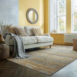 FLAIR RUGS Teppich &raquo;Camino&laquo; rechteckig 8 mm H&ouml;he Flachgewebe, Skandi, Esszimmer, Wohnzimmer, Flur gelb Kunstfaser