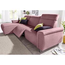 Sit & More sit&more Ecksofa &raquo;Township L-Form&laquo; wahlweise mit elektrischer Wallfree-Funktion rosa Luxus-Microfaser (100% Polyester);NaturLEDER Punch (echtes 