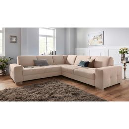 Sit & More sit&more Ecksofa &raquo;Santorini L-Form&laquo; mit Federkern und Sitztiefenverstellung, wahlweise mit Bettfunktion beige Struktur (100% Polyester);Struktur fein 