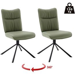 MCA furniture 4-Fu&szlig;stuhl &raquo;MARIN Esszimmerstuhl (2er Set) - Stuhl&laquo; (Set) 2 Stk.360&deg; drehbar, Metall schwarz, beweglichen R&uuml;cken, belastbar 120 kg gr&uuml;n 