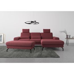 Sit & More sit&more Ecksofa &raquo;Cinturo L-Form&laquo; inklusive Sitztiefenverstellung und Federkern, Sitzh&ouml;he 48 cm rot