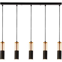 Searchlight H&auml;ngeleuchte &raquo;Merrygold 5Lt Bar Pendant - Black Metal & Amber Acrylic&laquo; GU10 1 Stk. schwarz