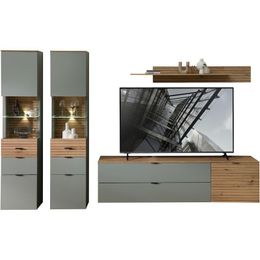 Innostyle Wohnwand &raquo;Ina Wohnwand, 320x200x40 cm (B/H/T)&laquo; 5 Stk. tlg. ABS-Kunststoff, Glas, Holzwerkstoff, MDF, Metall
