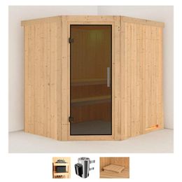 Karibu Sauna &raquo;Laila&laquo; Set, Ofen 3,6 kW intgr. Strg beige