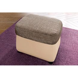 DOMO collection Hocker &raquo;Flores&laquo; beige NaturLEDER (echtes Rindsleder) in Sitz und R&uuml;cken. Korpus in passendem Kunstleder SOFTLUX bezogen;Microfaser 