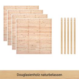 Bm Massivholz Zaun &raquo;Kurt Set 4&laquo; 4 Zaunelemente 180 x 180cm, 5 Pfosten, Kopf gerundet, L&auml;nge 190cm beige Holzwerkstoff