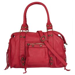 Samantha Look Damen Shopper echt Leder, Made in Italy rot