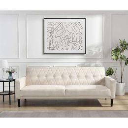 3-Sitzer &raquo;Avon&laquo; Schlafsofa 213cm, Bettfunktion (110/190cm), trendiger Cord o. Webstoff beige 100% Polyester