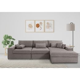 OTTO home Ecksofa &raquo;Enid L-Form&laquo; 3 Teile, bestehend aus Modulen, in vielen Bez&uuml;gen, auch in Breitcord grau Baumwollmix (60% Baumwolle/40% Leinen);