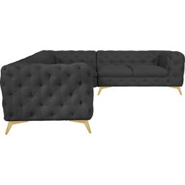 Home Affaire Chesterfield-Sofa &raquo;Ecksofa GLYNIS L-Form mit Wellenunterfederung, Ma&szlig;e B/T/H 323/264/75cm&laquo; aufw&auml;ndige Knopfheftung, moderne Chesterfield 
