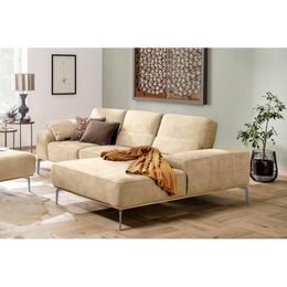 W.Schillig Ecksofa &raquo;run, Designsofa mit tollem Sitzkomfort, bequem, L-Form&laquo; mit elegantem Holzsockel, F&uuml;&szlig;e in Silber matt, Breite 279 cm beige 