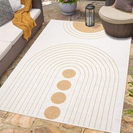 Carpet City Outdoorteppich &raquo;DUO RUG 5739&laquo; rechteckig 5 mm H&ouml;he Wendeteppich Wetterfest In- & Outdoor, Balkon, Terrasse, Wohnzimmer gelb Obermaterial: 100% 