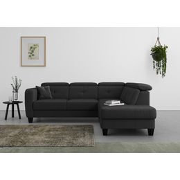 Sit & More sit&more Ecksofa &raquo;Belluci L-Form&laquo; inklusive Federkern, wahlweise mit Bettfunktion und Bettkasten schwarz