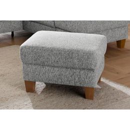 Home Affaire Hocker &raquo;Texel&laquo; mit Federkern und Kontrastnaht, F&uuml;&szlig;e Buche eichefarben silber Struktur fein ( 100% Polyester);Luxus-Microfaser (100% 