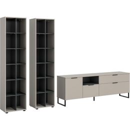 Home Affaire Wohnwand &raquo;ADIO, Breite 305 cm, 3-teiliges Set, mit Metall-Kufenf&uuml;&szlig;e&laquo; Set, bestehend aus: 2x Standregal und Lowboard, 3 Stk. tlg. 