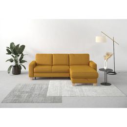 Home Affaire Ecksofa &raquo;Summer L-Form&laquo; mit Recamiere, mit oder ohne Bettfunktion und Bettkasten, Cord-Bezug gelb 100% Polyester