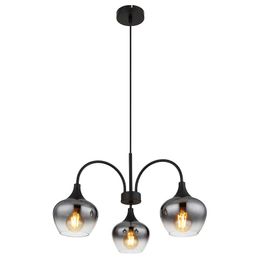 Globo LIGHTING H&auml;ngeleuchte &raquo;MAXY&laquo; E27 1 Stk. H&auml;ngelampe/Pendelleuchte/Glas rauchfarben/H&ouml;he k&uuml;rzbar/Esstisch